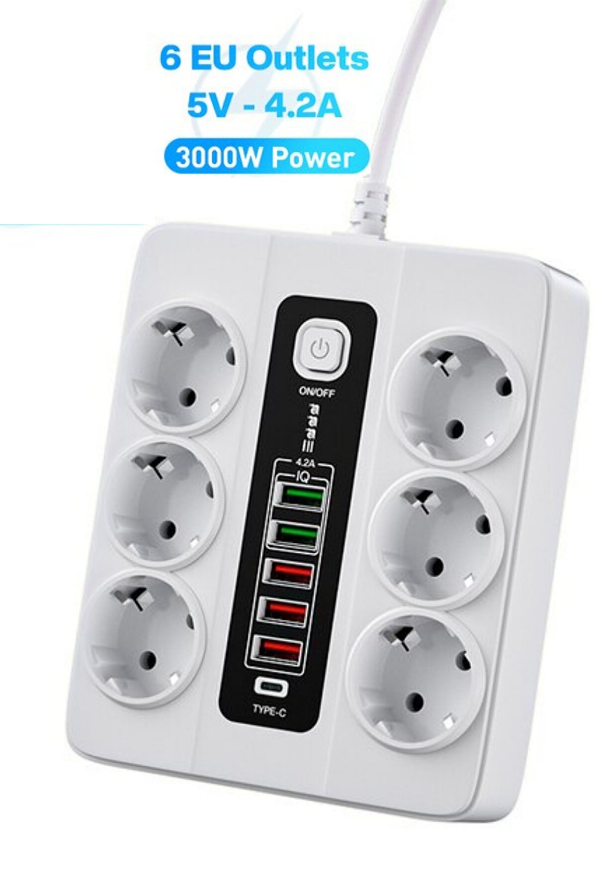 T G Akıllı Priz 3000w Güç Prizi Adaptörü Uzatma Kablosu Çoklu Fiş Usb ...