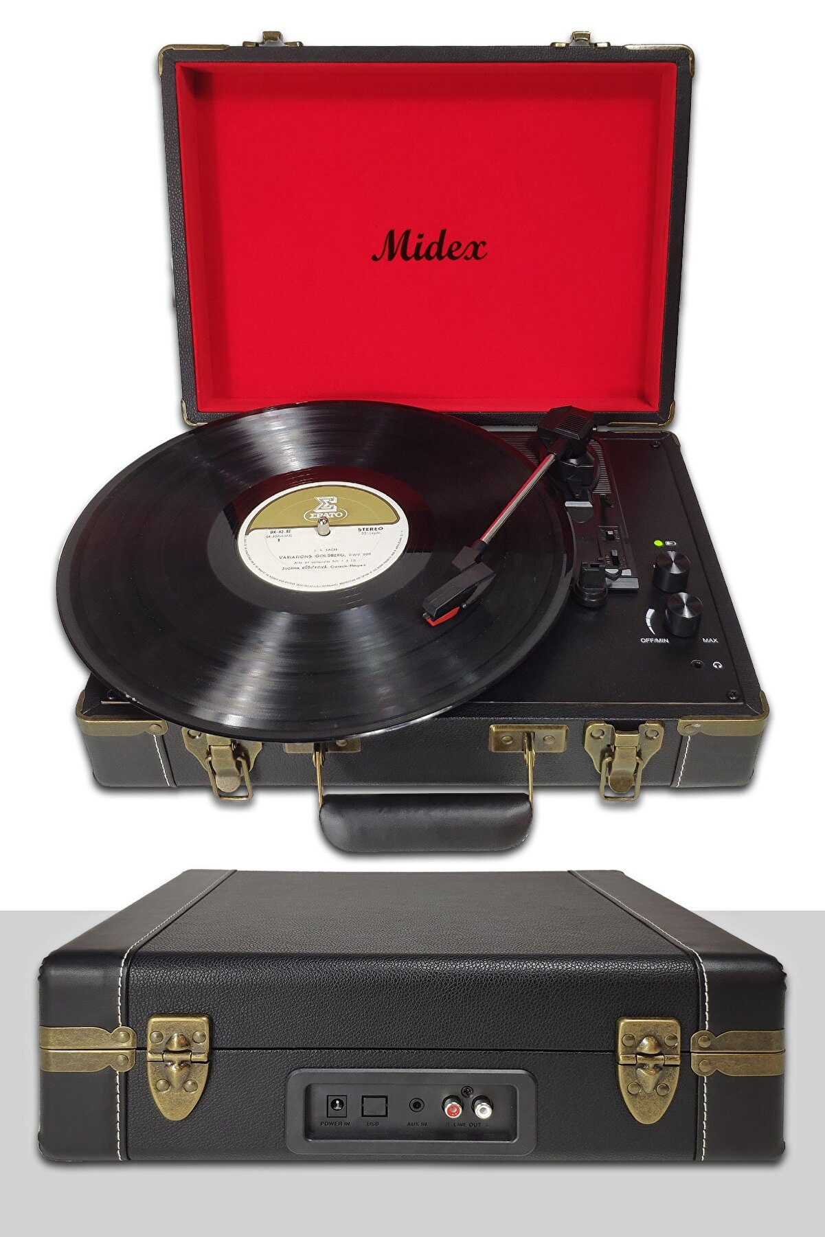 Midex Mtx101BK Nostaljik Retro Pikap Plak Çalar (Şarjlı Bluetooth Aux ...
