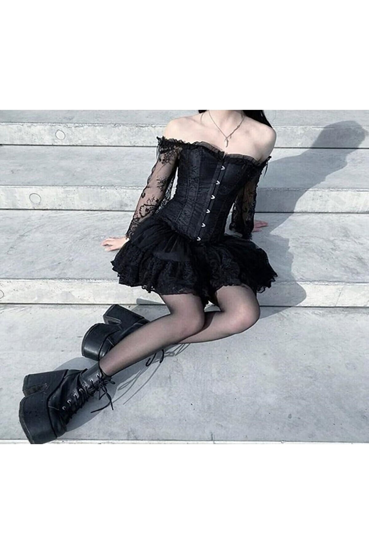 HERA BELLA Gotik Victorian Vintage Uzun Kollu Dantelli Korse Büstiyer ...