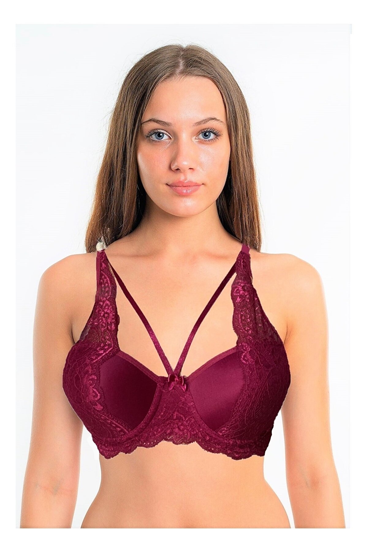 A&K ZÜMRA Kadın Balenli Destekli Dolgulu Yarım Dantelli Sütyen Bordo Fiyatı, Yorumları - Trendyol