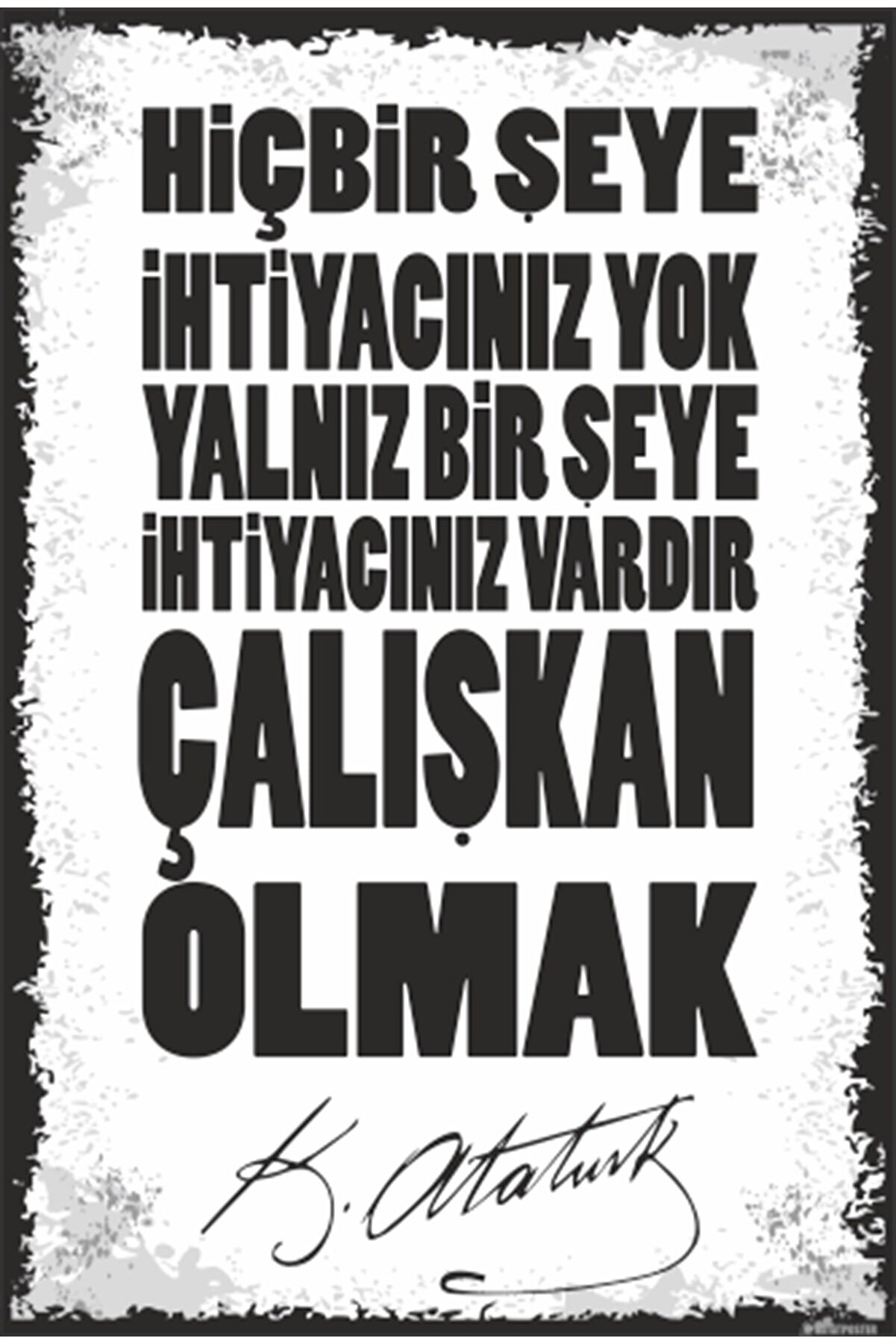 Hayat Poster Çalışkan Olmak Atatürk Motivasyon Sözleri Retro Ahşap ...