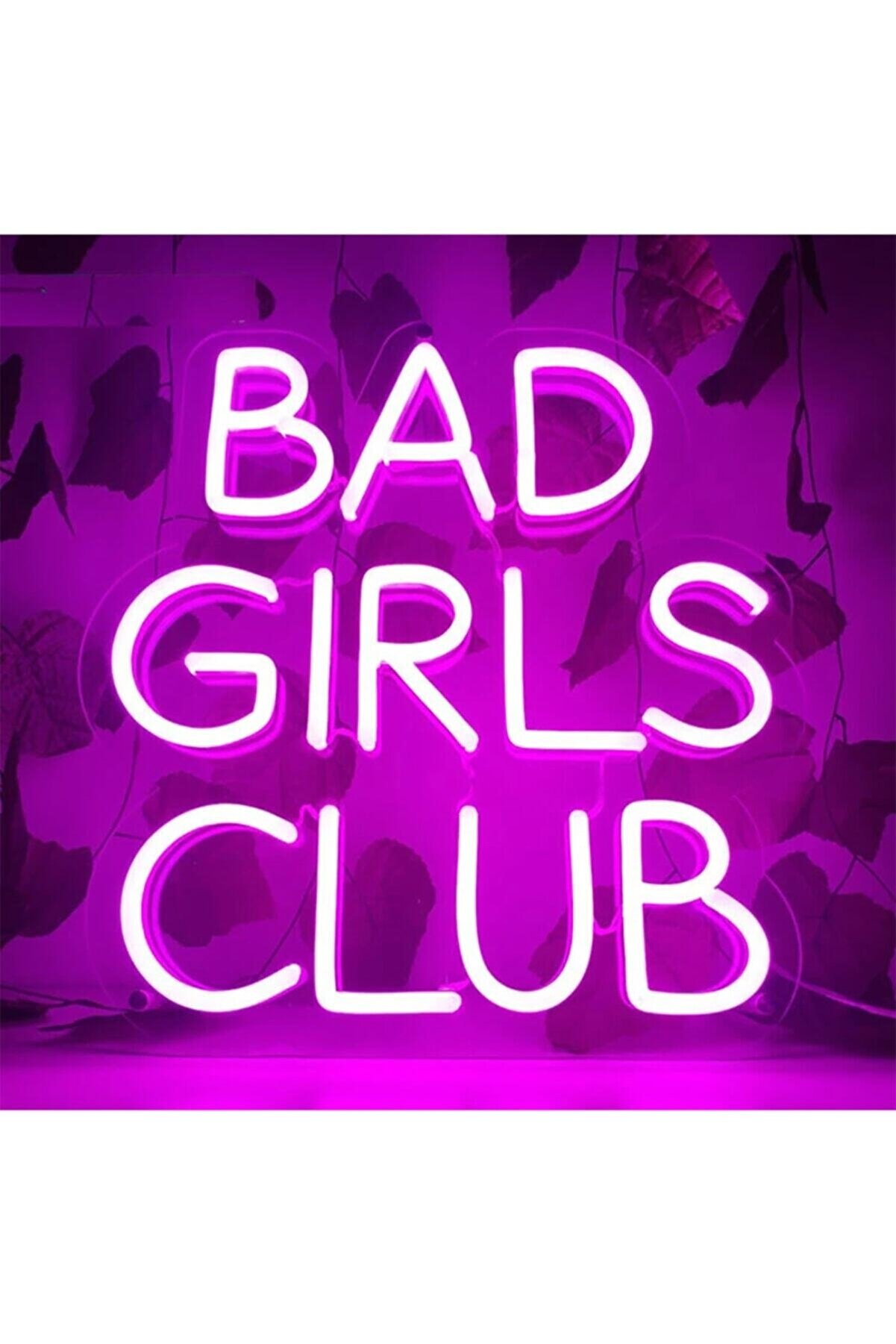 Vinyuup Bad Girls Club Yazılı Neon Led Işıklı Dekoratif Duvar