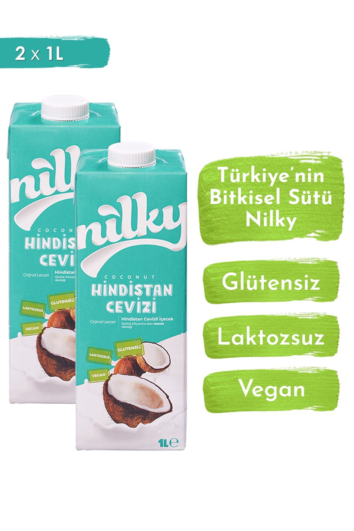 NİLKY Hindistan Cevizi Sütü Glütensiz Bitkisel Bazlı Laktosuz Vegan 2x1 ...