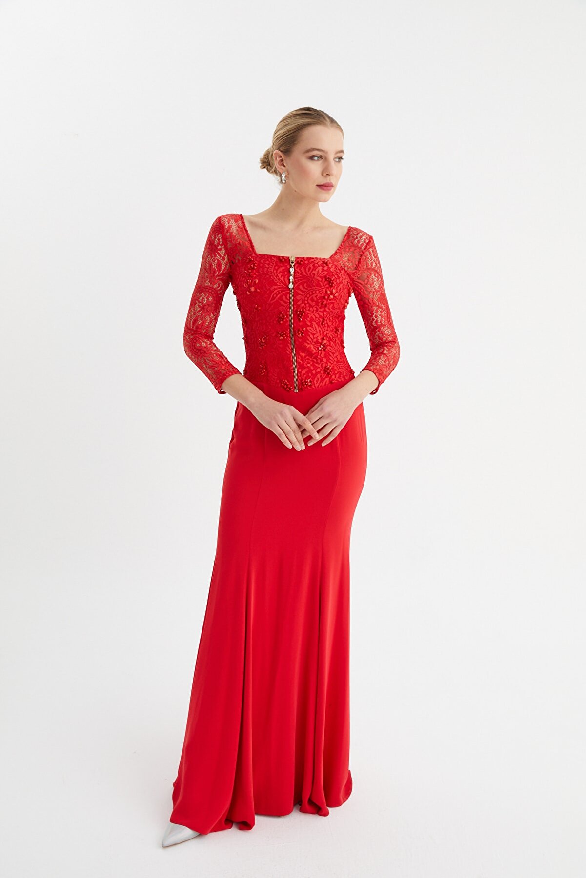 Balizza Blz-Güpürlü Uzun Abiye Elbise Fiyatı, Yorumları - Trendyol