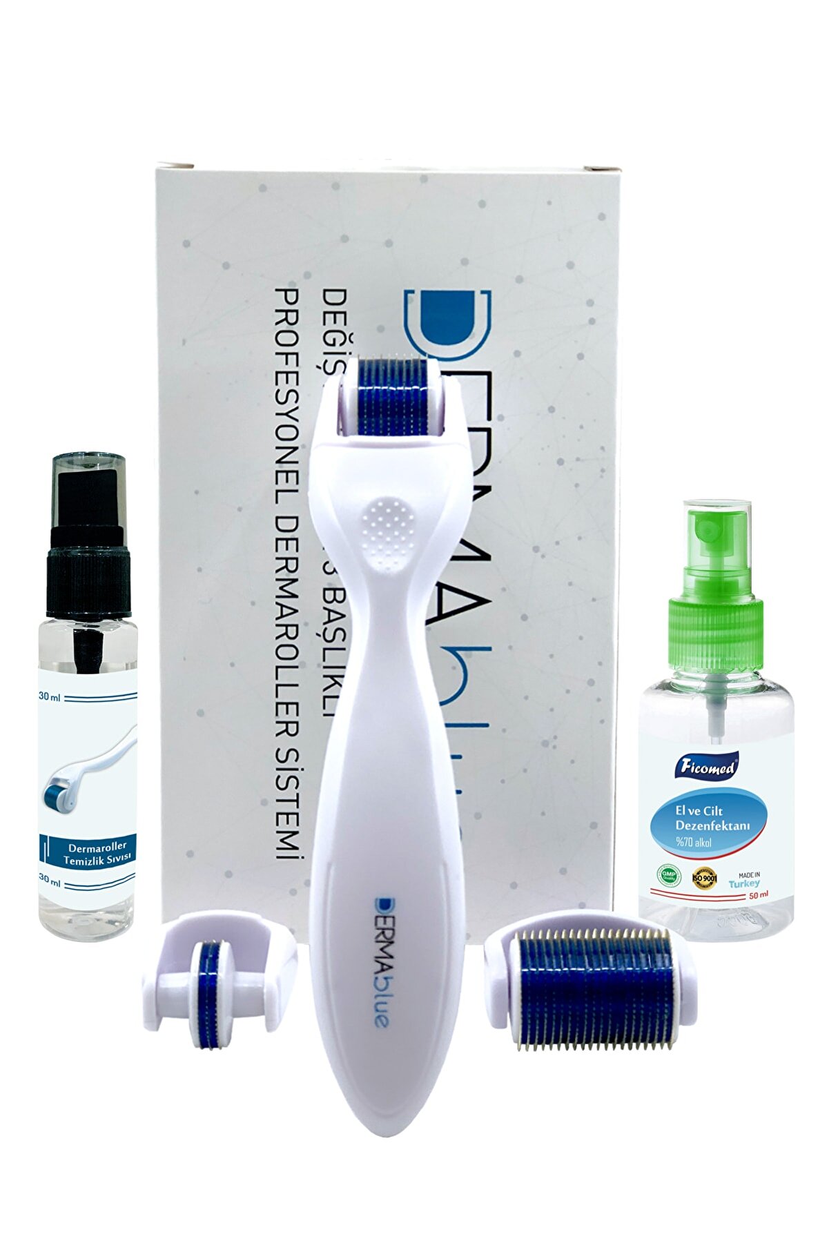 Dermablue 3in1 Dermaroller Değiştirilebilir 3 Başlıklı Titanyum Iğneli ...