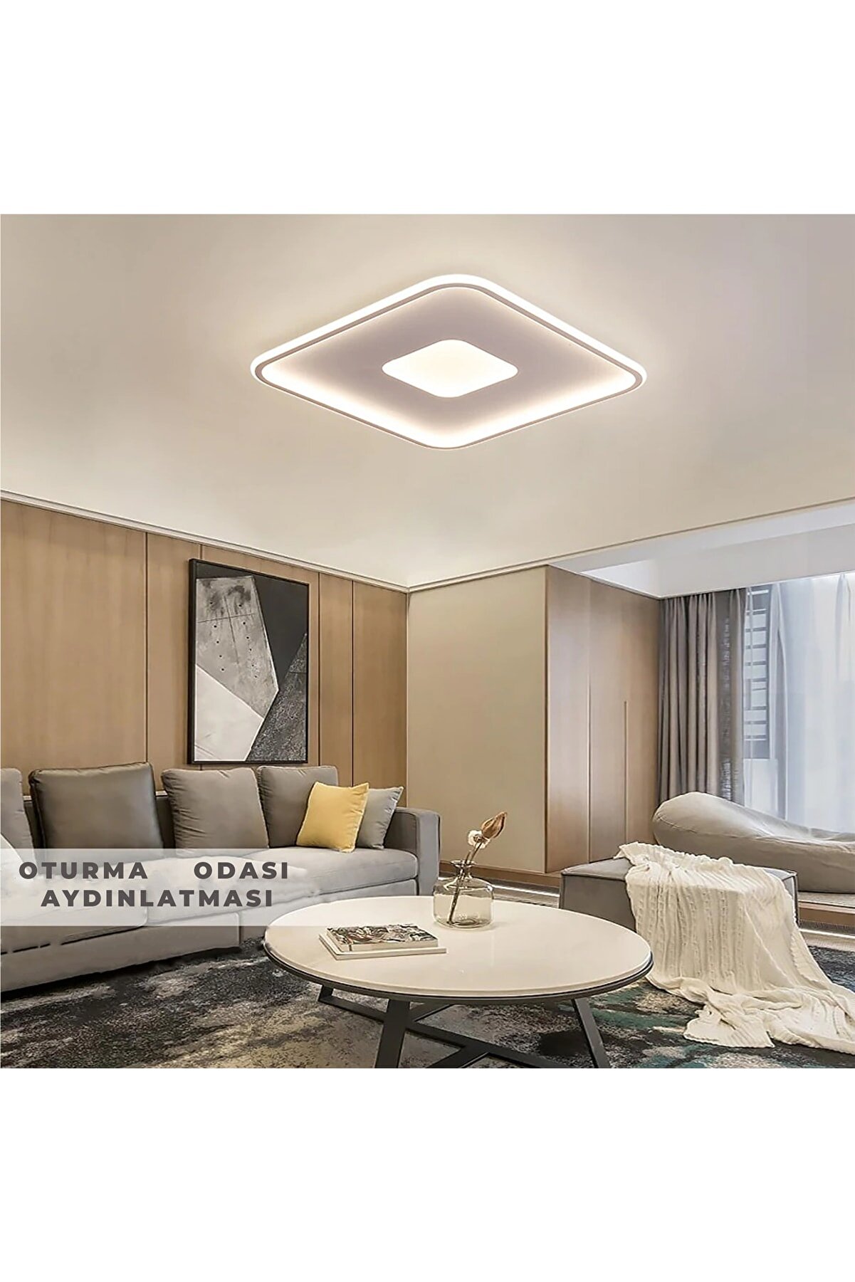 CATLUZ Antrasit 60x60cm Kare Içi Kare Led Tavan Lambası,avize,modern ...