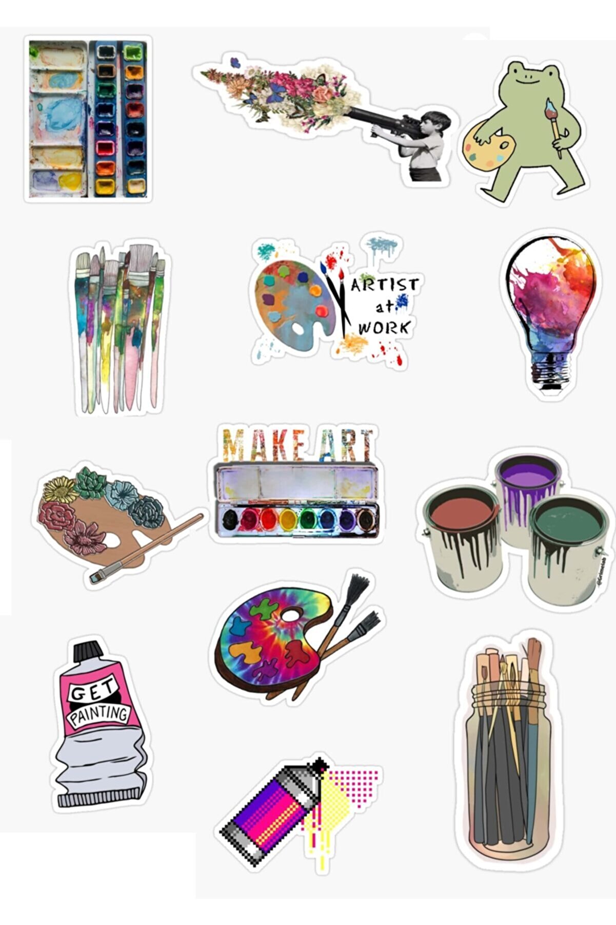 MiniPera Sanat - Ressam -resim - Çizim - Boyamak Tasarımlı Sticker Seti ...