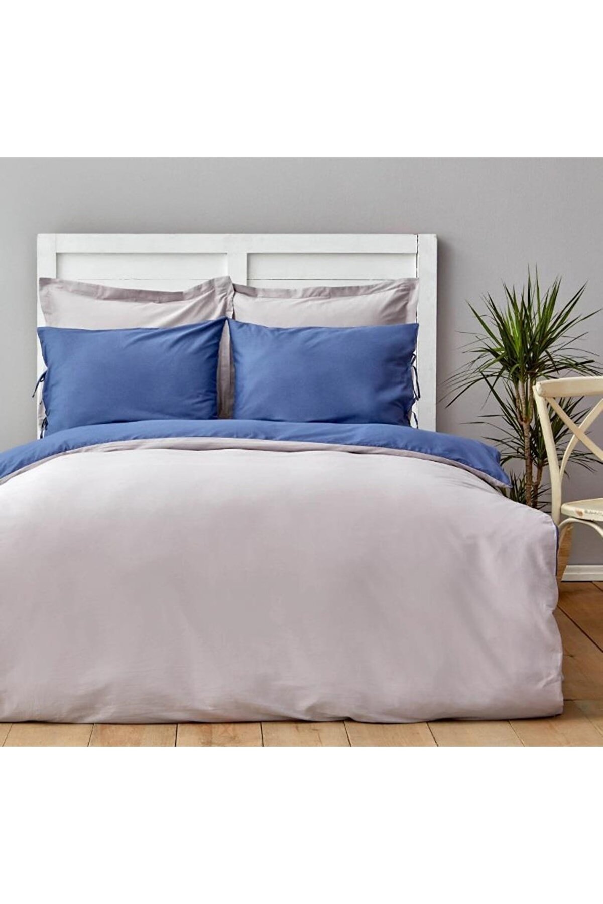 Karaca Home Nevresim Takımı Çift Kişilik/çift Taraflı Basic Gri-indigo ...