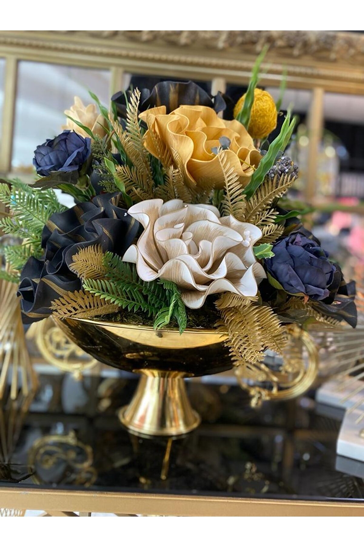 Ritzy Dekor Büyük Zamak Kol Saksı Aranjman Gold - Fiyatı, Yorumları