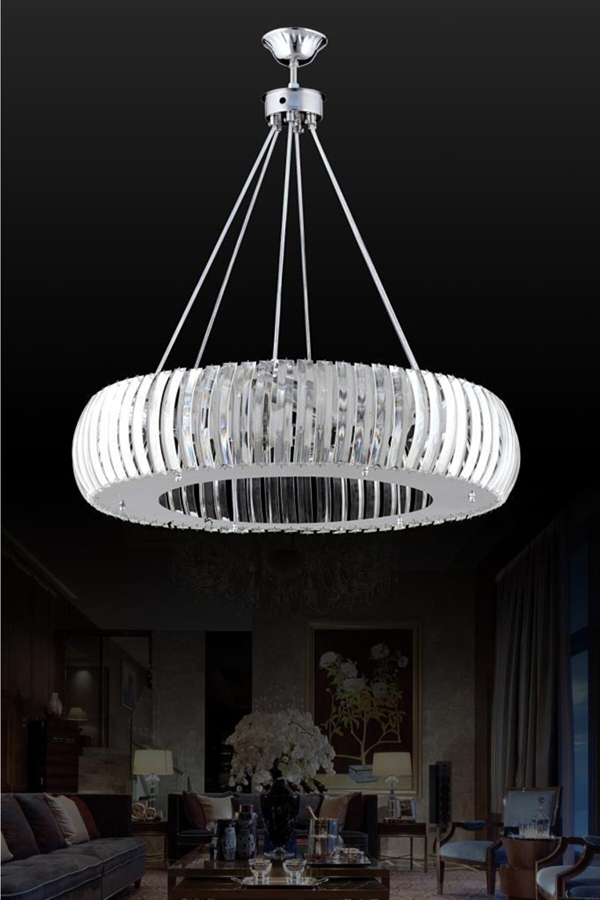 İstanbul Avize Venüs 60cm Gümüş Lüx Kristal Taşlı Avize Fiyatı ...