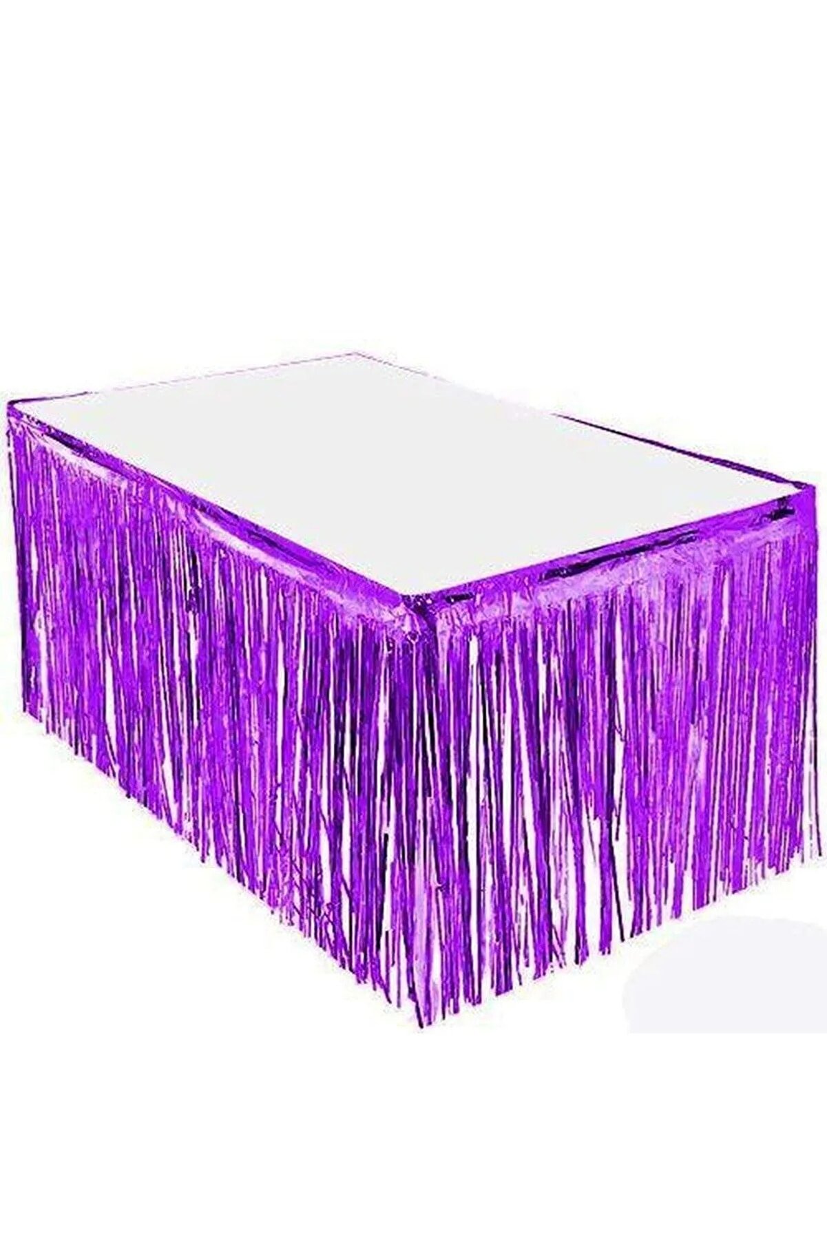 FOKUL Metalize Masa Eteği Mor Masa Püskülü 360x75 Cm Parlak Mor Masa ...
