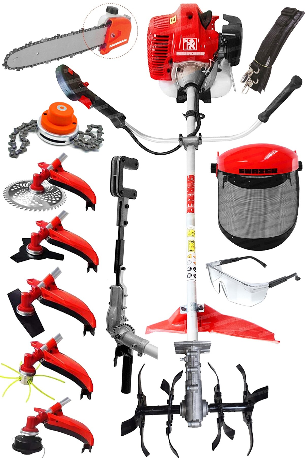 Swazer 9 Süper Benzinli Motorlu Tırpan 4x4hp 2t Yan Tipi Ot Çim Çayır ...