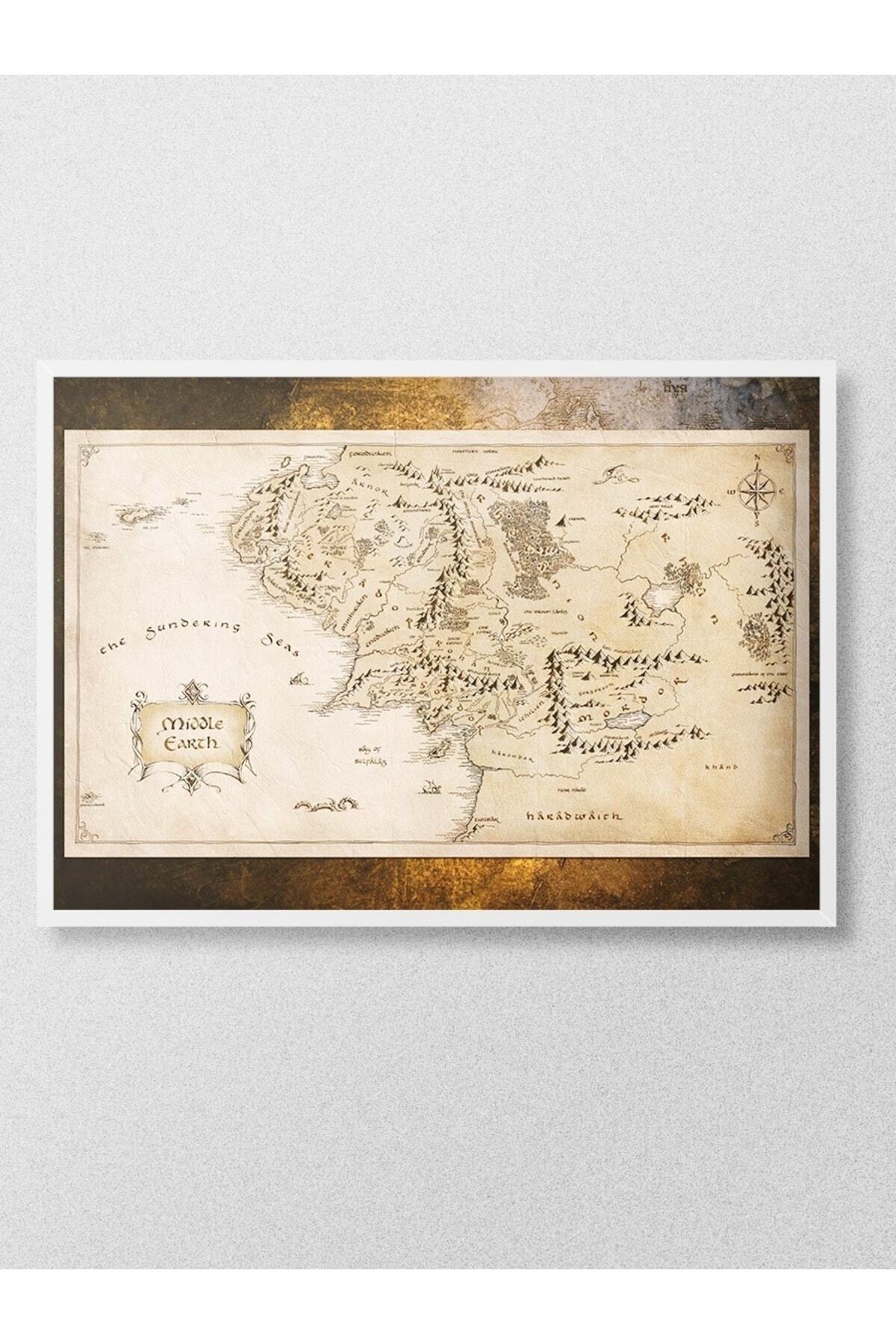 Mudi Store Middle-earth Map Poster, Çerçevesiz Tv Film Poster Fiyatı ...
