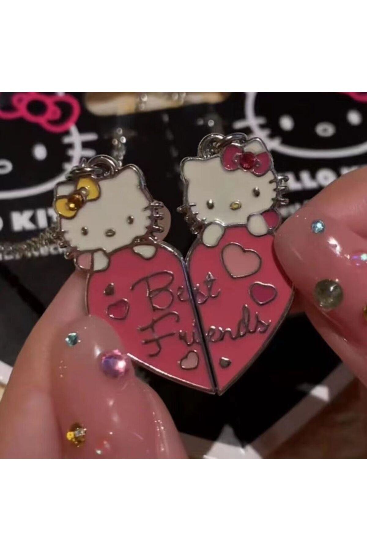 İYİ MODA 2 Adet Hello Kitty Best Friends Trend Çift Kolye Bff ...