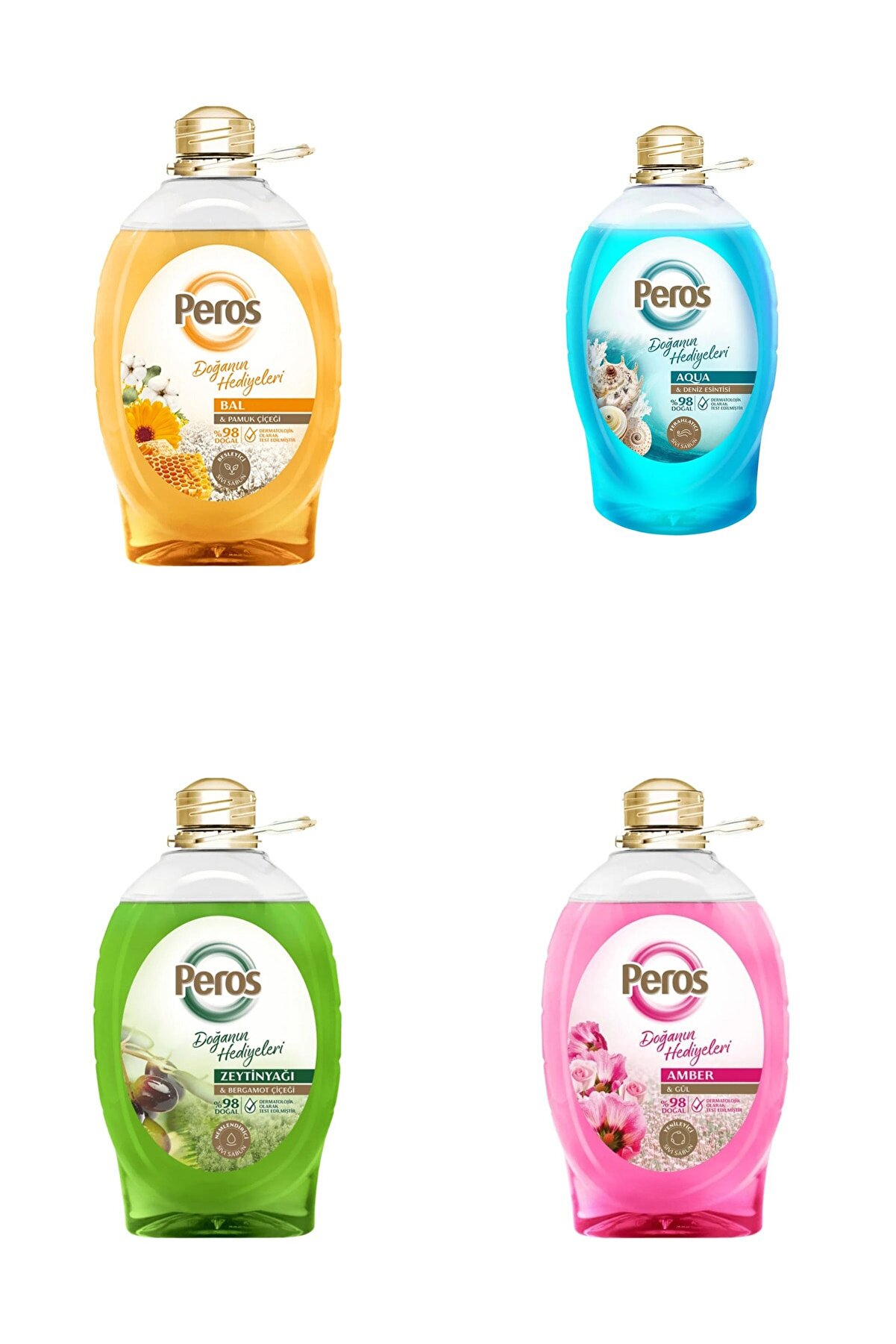 Peros Sıvı Sabun 3 Kg Lavanta+Gül+Pamuk Çiçeği+Deniz Esintisi 4 Adet ...