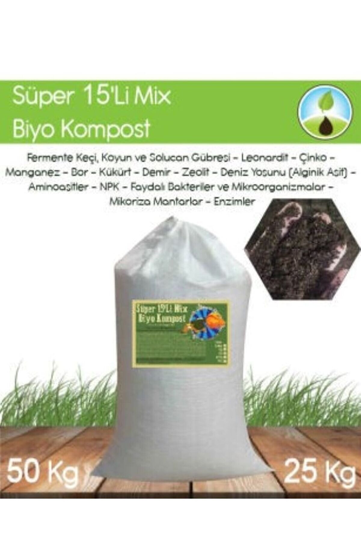 Leonardit Biyo Market SÜPER 15'Lİ MİX BİYO KOMPOST 'ENZİM KATKILI 50 KG Fiyatı, Yorumları - Trendyol
