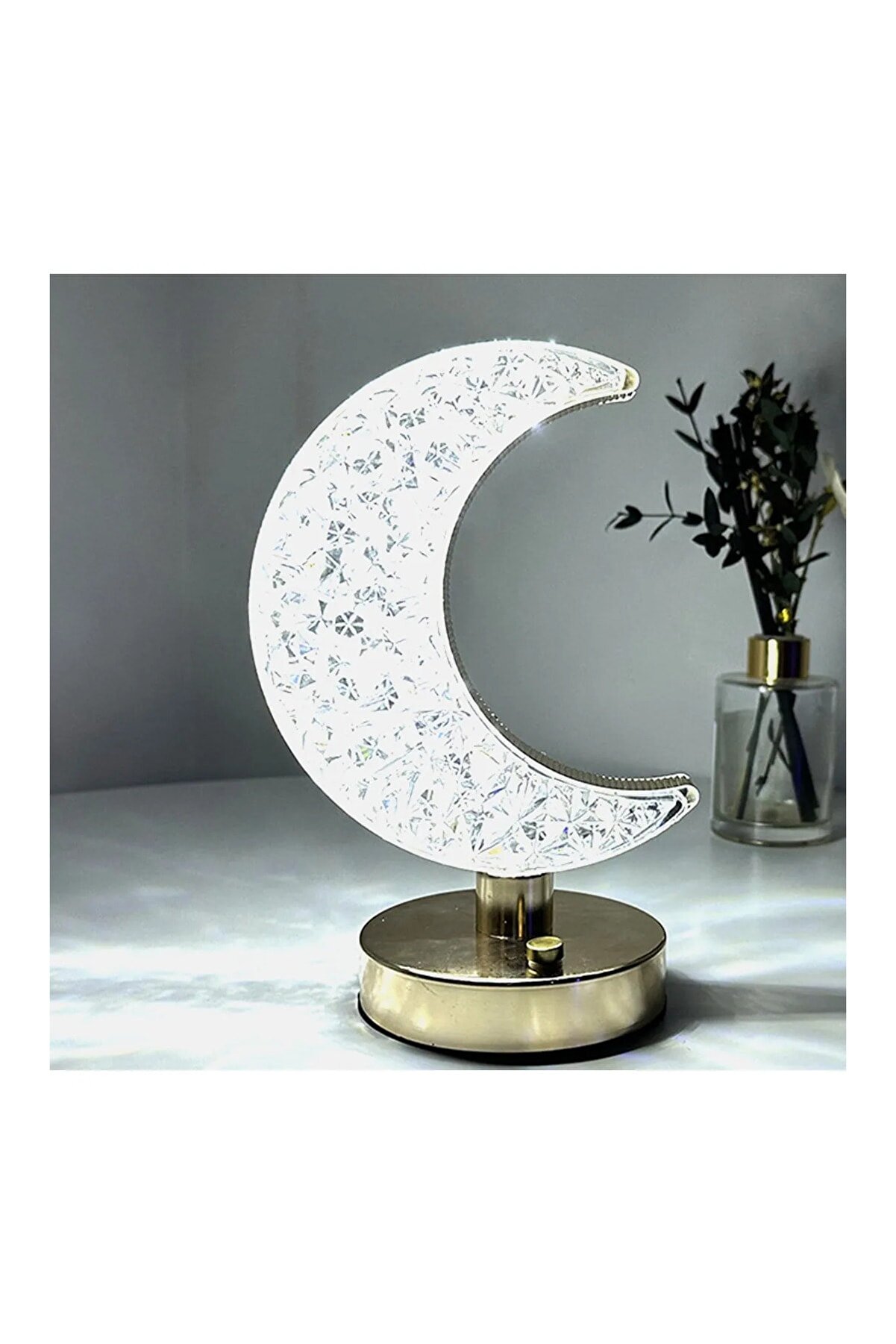 Yussraw Akrilik Kristal Masa Lambası Ay RGB LED Gece Lambası Yatak Odası Başucu Atmosfer ...