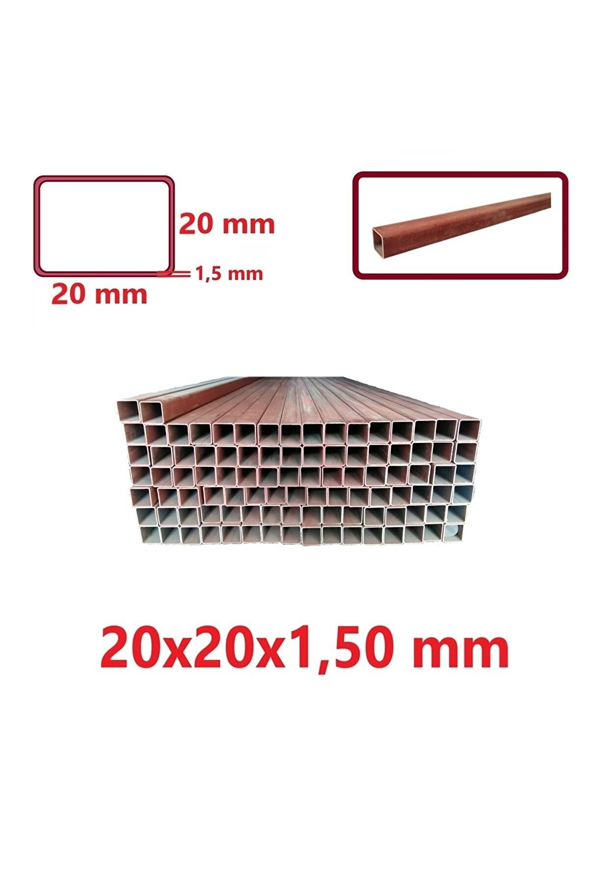 TOSÇELİK Boyalı (2mt) 20 x 20 x 1,5 mm Kutu Profil Boru Metal 20x20x1,5 ...