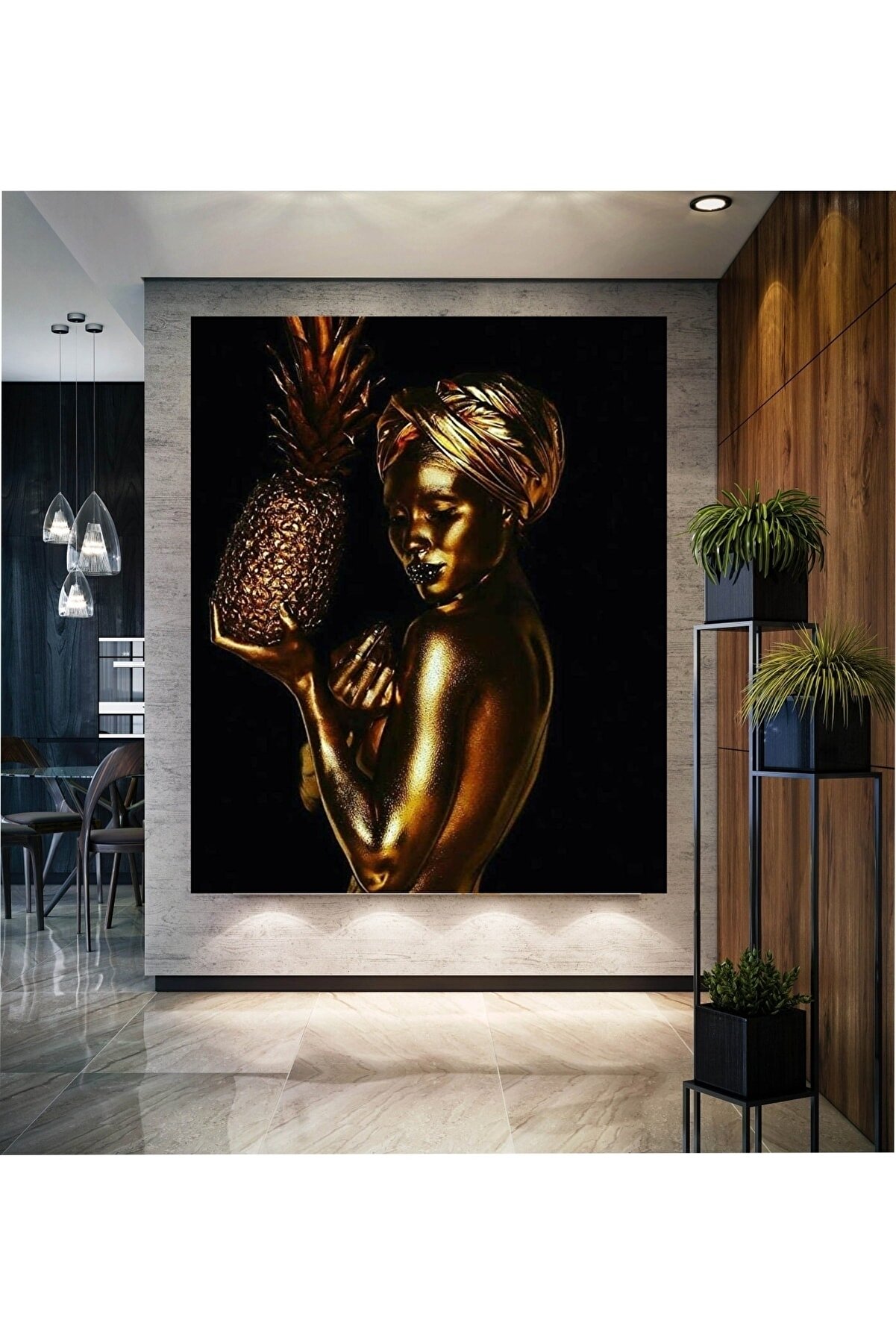 HDART Modern Soyut Hindistan cevizli Gold Altın Siyahi Afrikalı Zenci ...