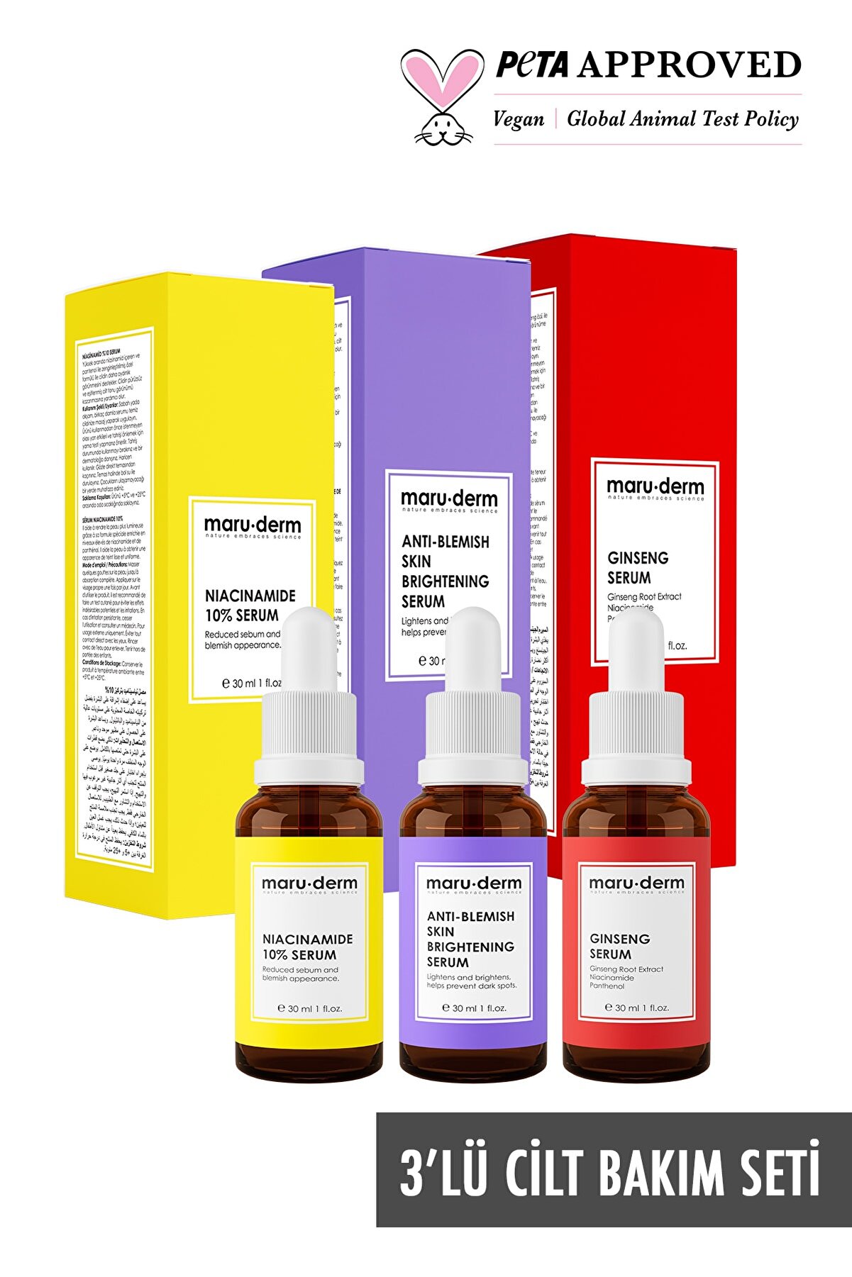 Maru.Derm Maruderm 3'lü Fırsat Serum Seti Mrd502 - Niacinamide %10 ...