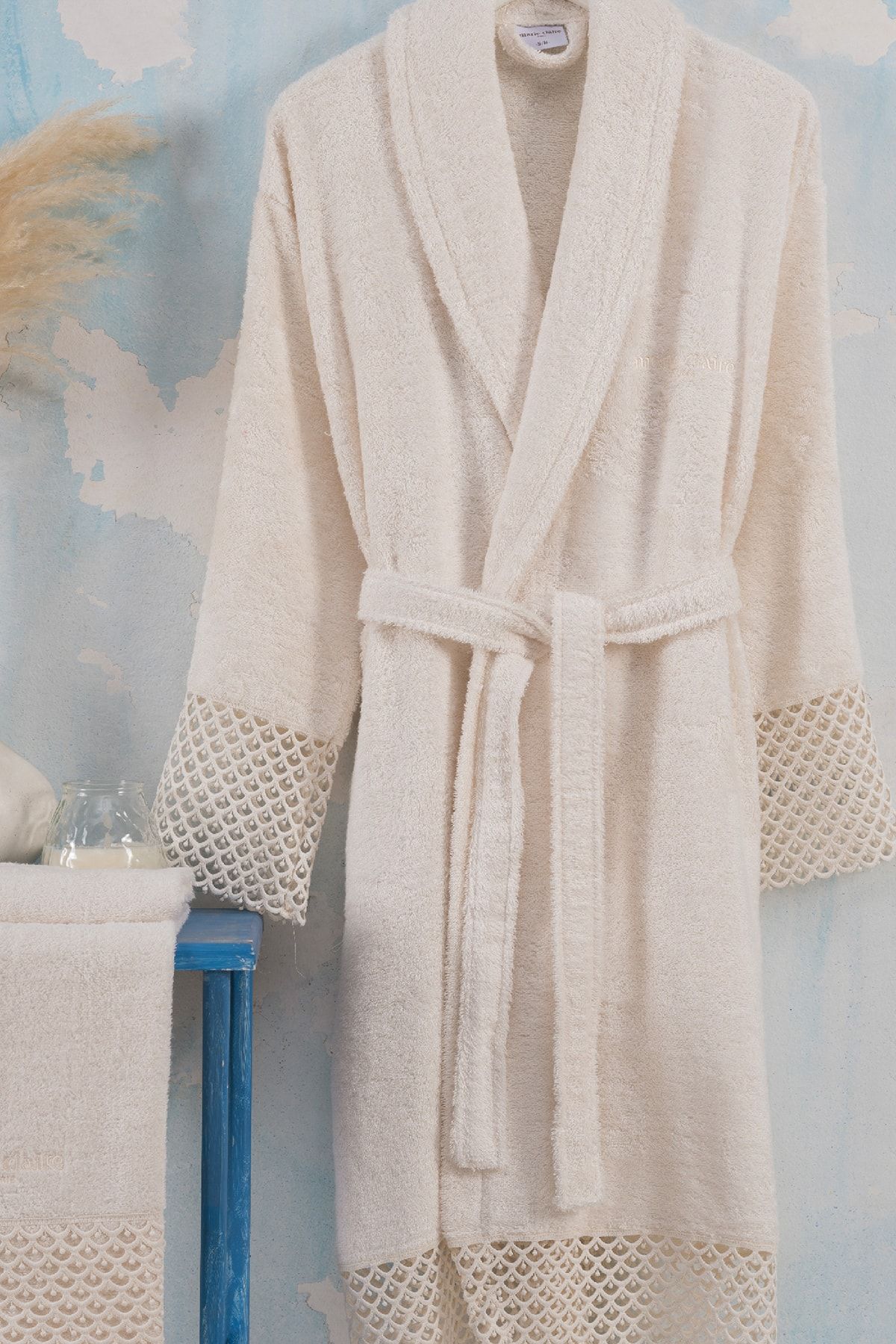 Marie Claire Tek Kişilik 2 Parça Bornoz Set Valerıe L Xl Beden Krem