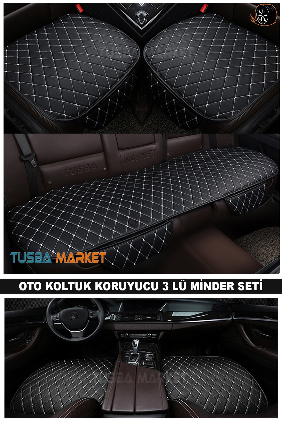 TUSBA MARKET Araba Otomobil Koltuk Koruyucu Cepli Üçlü Minder Seti ...