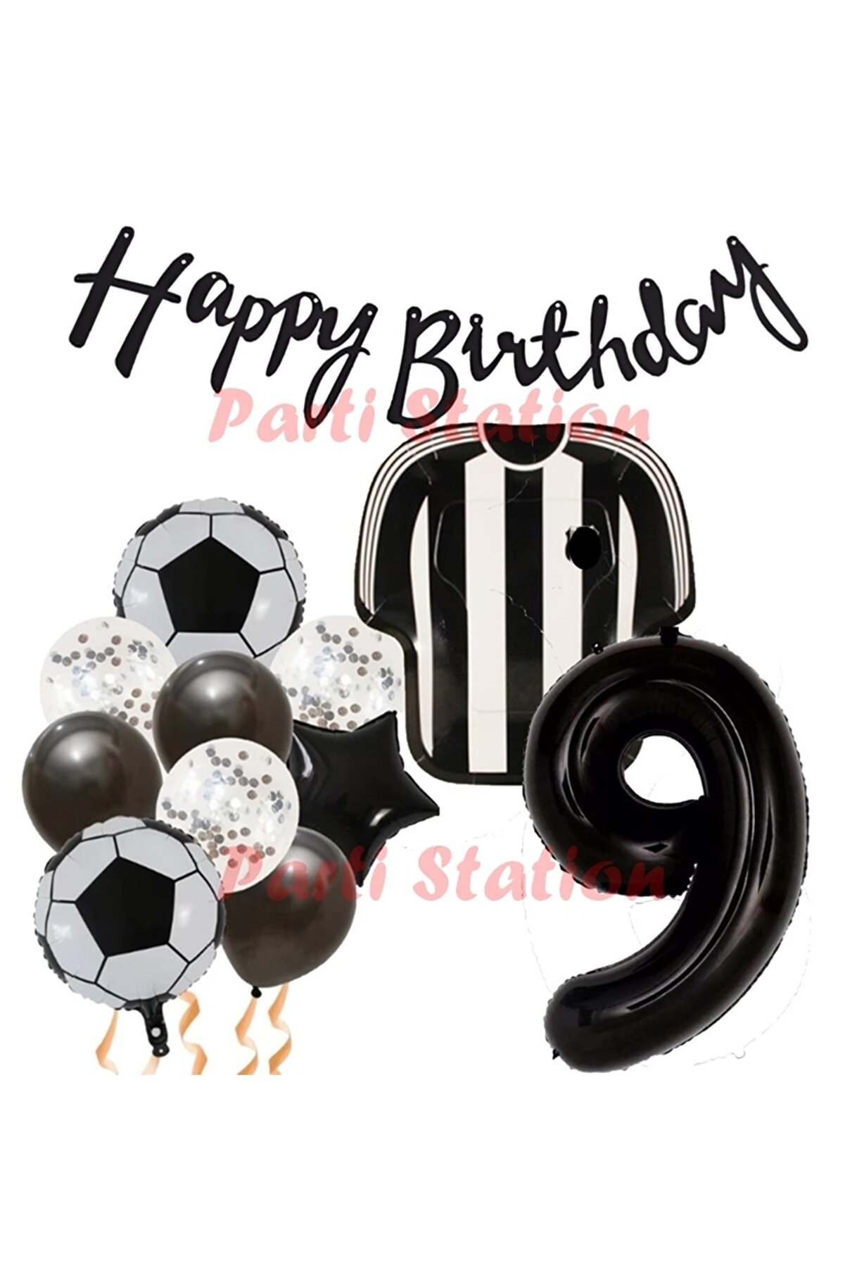 Parti Station Siyah Beyaz Balon Set Siyah Beyaz 9 Yaş Balon Set Futbol ...