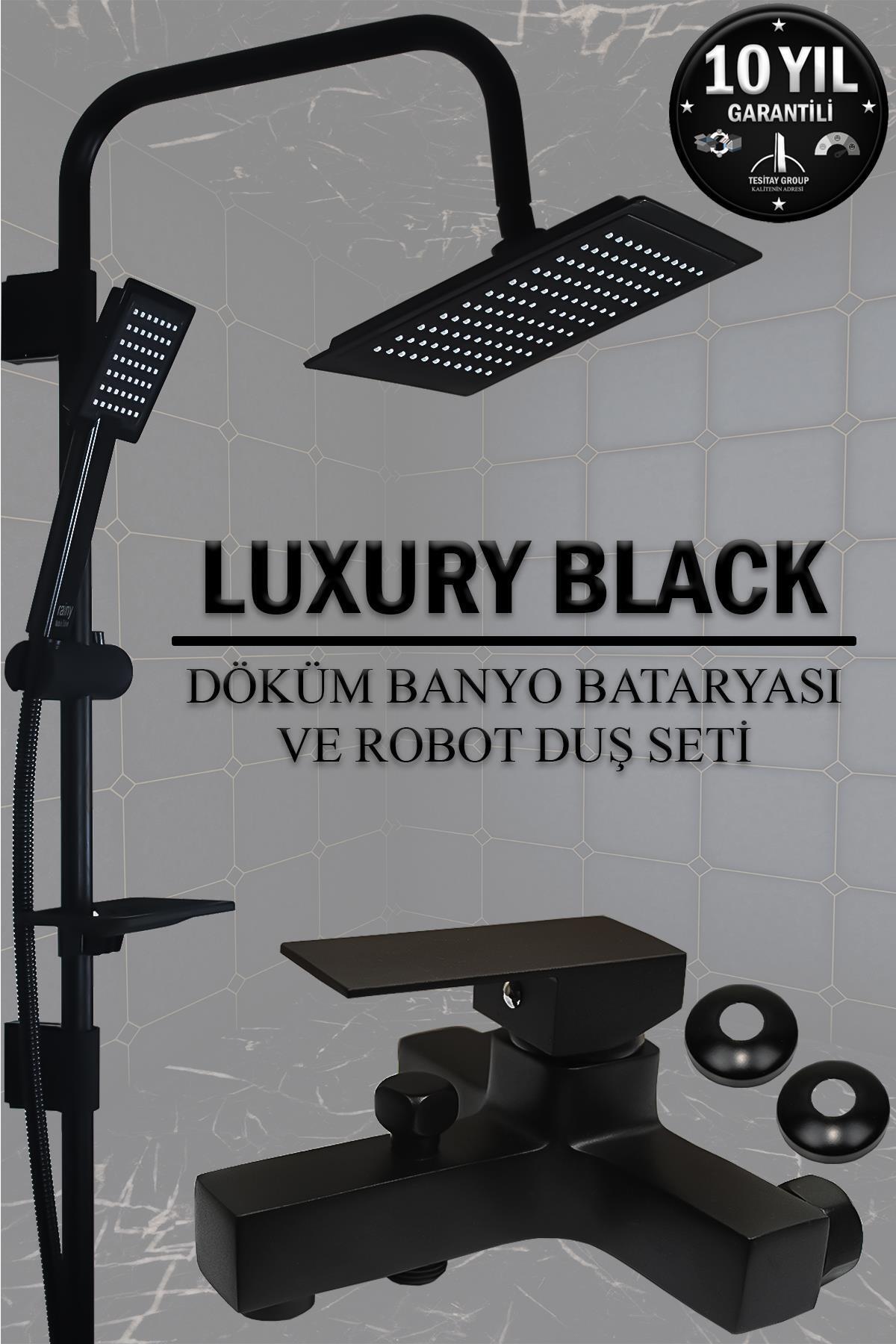 tesitay Siyah Banyo Bataryası ve Robot Duş Seti Lüks Duş Musluğu Banyo ...