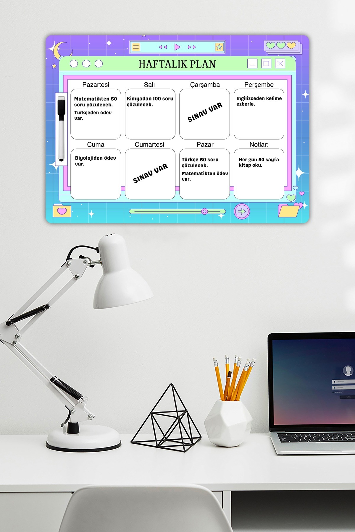 Copyrite Glow Haftalık Planlayıcı Yazılıp Silinebilir (42x30) Ders, İş, Rutin Planlama Duvar ...