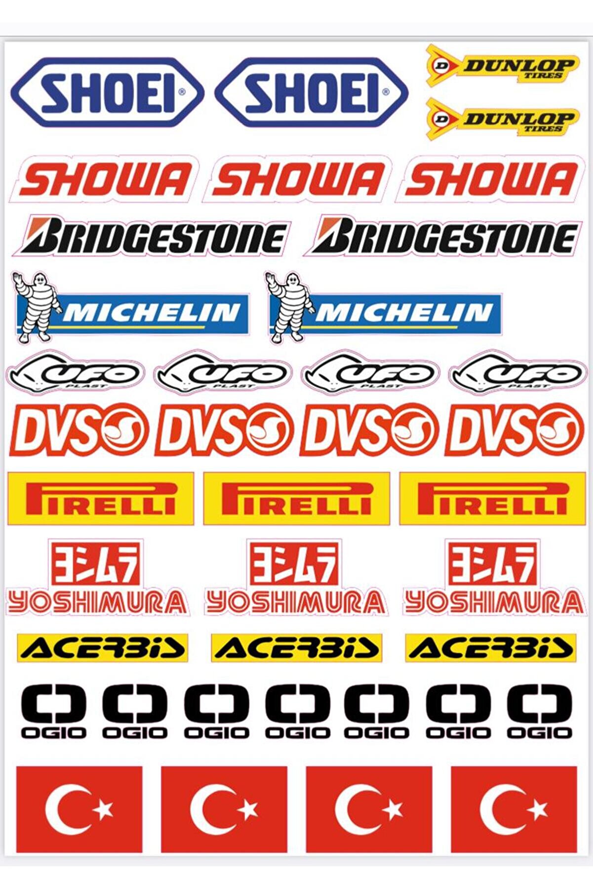 MOTOSEPETİM MOTOSİKLET KASK GRENAJ STİCKER ÇOKLU MARKA SPONSOR ETİKET ...