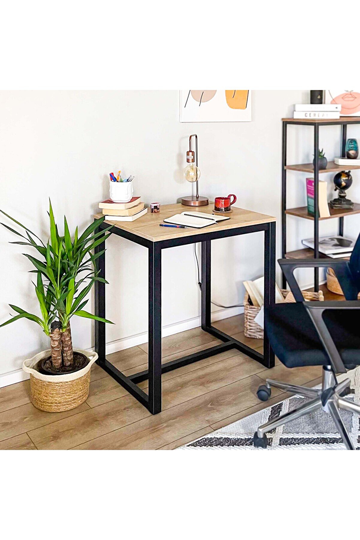 RUUMOD Hector 72 Çalışma Masası-siyah-meşe Ofis Masası Bilgisayar ...