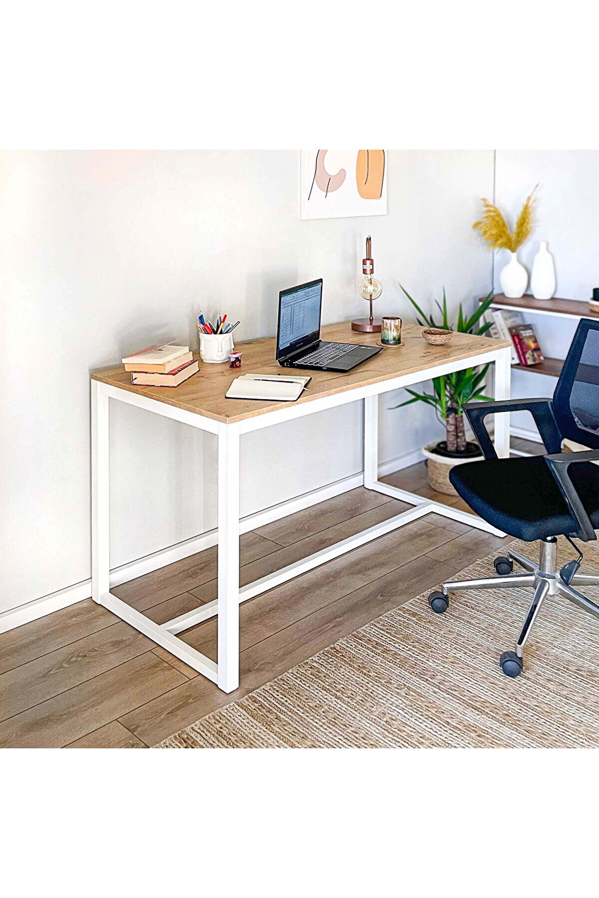 RUUMOD Hector 139 Çalışma Masası-beyaz-meşe Ofis Masası Bilgisayar ...