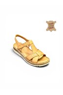 İYİSİNDEN SHOES Hakiki Deri Kadın Ortapedik Sandalet Hafif Dikişlı İçi ...