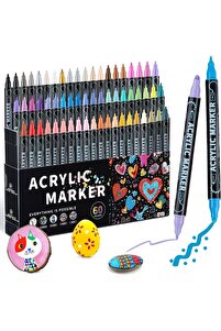 Choice 60 colors Dual Tip Acrylic Paint Pens Set - 12/24/36/48 Colors ...