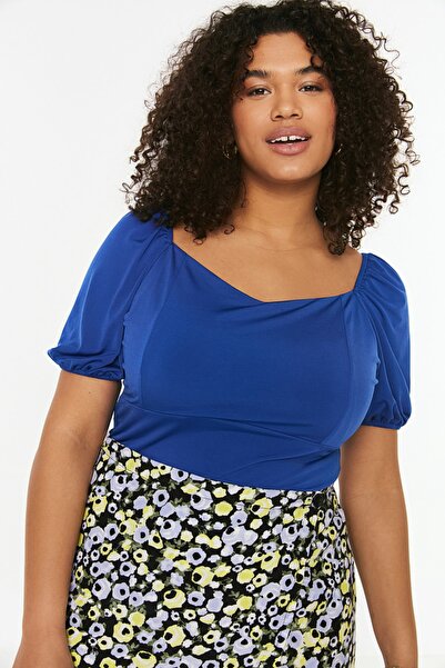 Blue Plus Size Blouses Styles, Prices - Trendyol