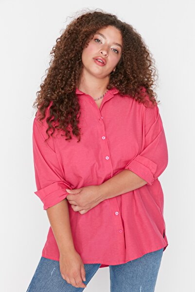 Pink Plus Size Shirts Styles, Prices - Trendyol