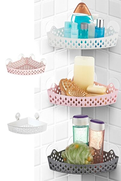 TOPTANFONİ Raft de baie adeziv pentru colț triunghiular Organizator de ...