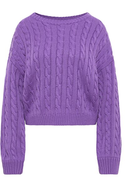 myMo Strickjacke - Lila - Regular Fit - Trendyol