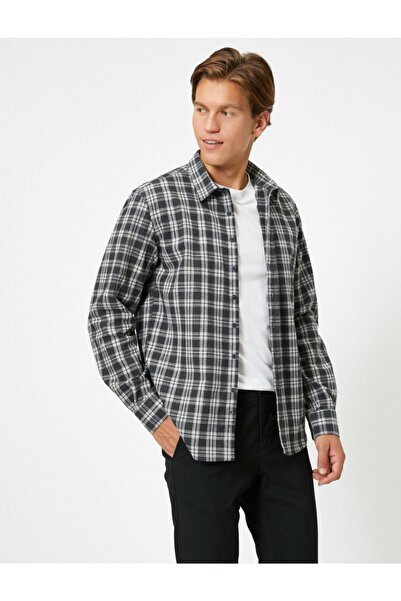 Blah Antracit, clapă dublu cu buzunar, supradimensionat, carouri groase ...