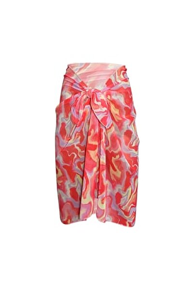 Bolder Pareo din șifon Batik roz Tara (147*70)- Trendyol