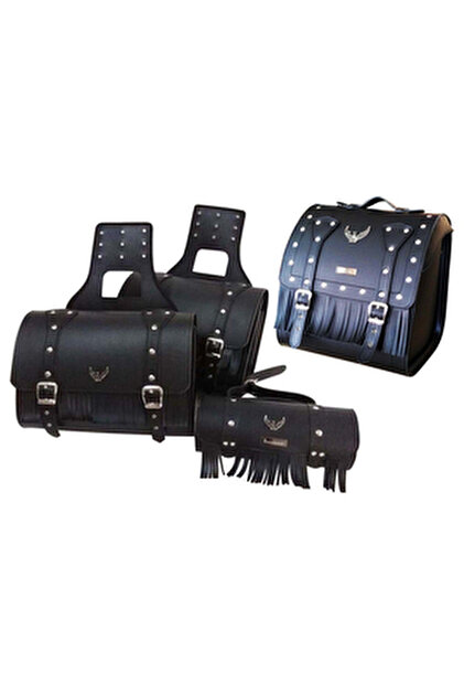 MOTOANL Motosiklet Deri Yan Çanta Choper Model Siyah Cruiser Motor ...