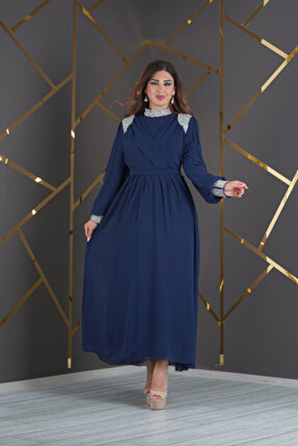 Matik Abiyem Tesettür Şifon Tasarım Taş Aksesuarlı Elbise Abiye ...