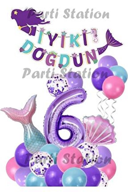 party mix Deniz Kızı Balon Zinciri Deniz Kızı Doğum Günü Konsepti Parti ...