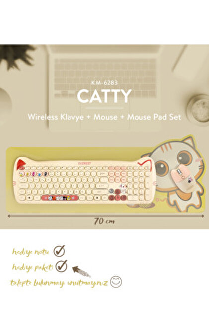 Everest Km-6283 Catty Wireless-Bluetooth Kablosuz Ultra Sessiz Özel ...