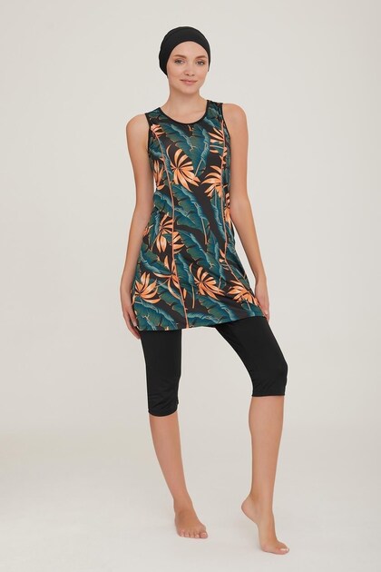 MARESİVA Sıfır Kol Taytlı Yarı Kapalı Mayo Agnes 8090 Siyah - 2