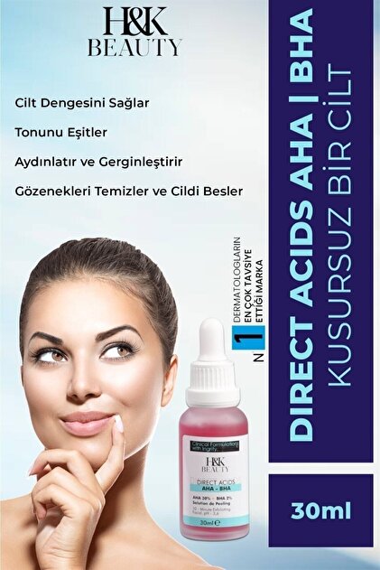 H&K Beauty Canlandırıcı Cilt Tonu Eşitleyici Kırmızı Kolejen Serum 30 ml Aha %30 Bha %2 Ph % 3.5 ...
