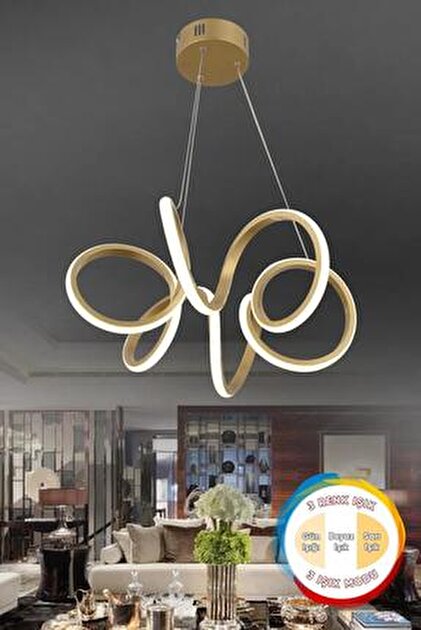 Dekorluna Dolares Beyaz Modern Sarkıt 3 Renk Işık Salon Mutfak Oda Hol ...