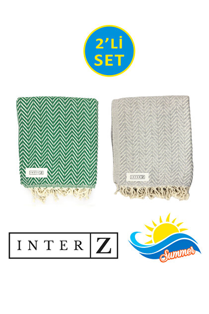 INTER Z 2'li Set Peştemal Plaj Havlusu , %100 Pamuk , Xxl 100x180cm ...
