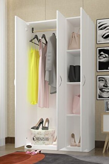 Kenzlife Gardırop 3 Kapılı 3 Çekmeceli Civanperçemi 180*120*52 Byz ...