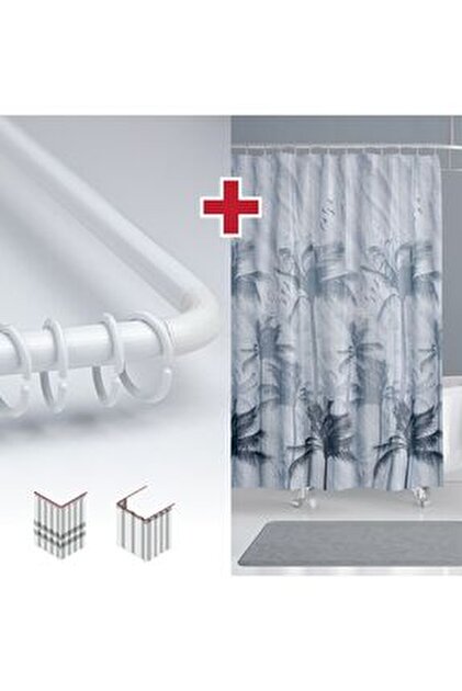 Tropikhome Funda Desen Banyo Perdesi Askı 180x200cm Tek Kanat Duş ...